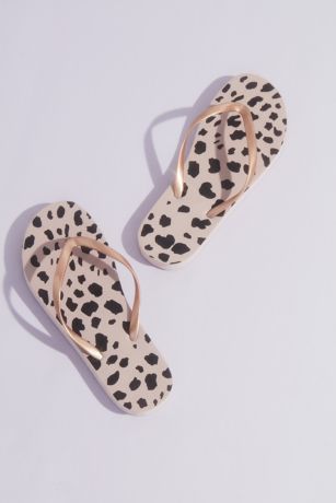 Printed Flip Flops with Metallic Straps | David's Bridal