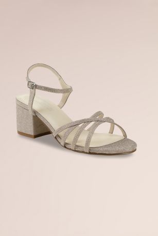 Glitter Block Heel Strappy Sandals | David's Bridal