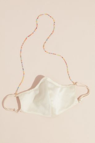Rainbow Seed Bead Face Mask Chain | David's Bridal