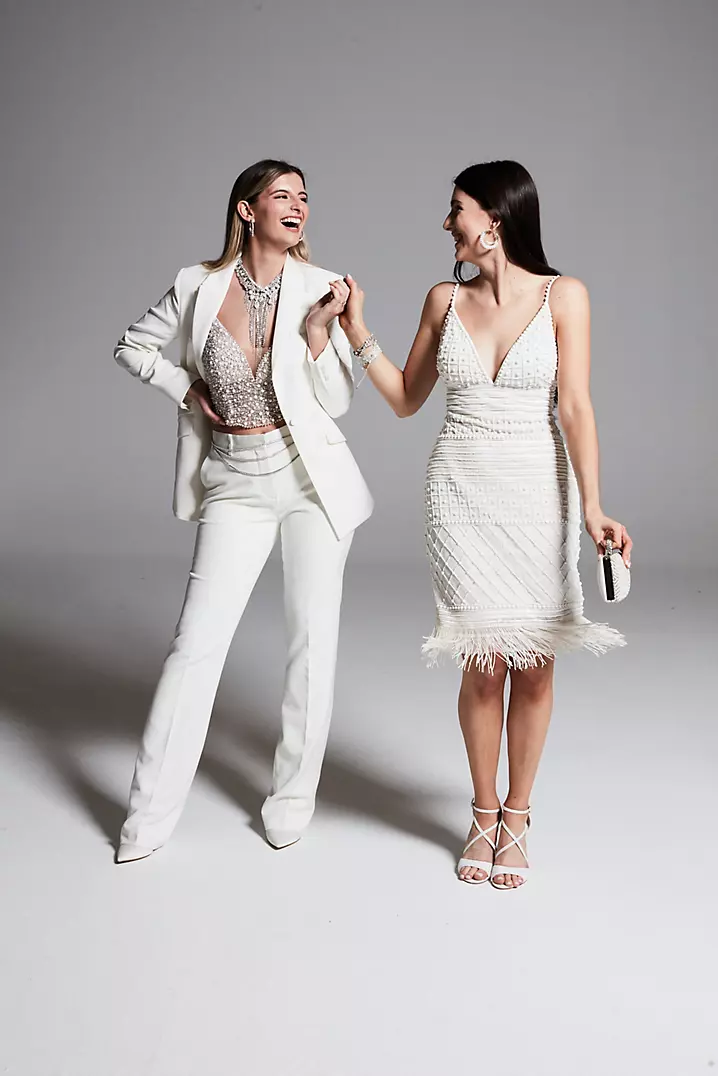 Embellished Spaghetti Strap Wedding Separates Top | David's Embellished Spaghetti Strap Wedding Separates Top | David's