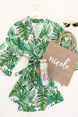 Tropical Palm Leaf Robe | David's Bridal