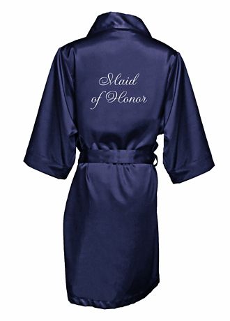 Embroidered Maid of Honor Satin Robe | David's Bridal