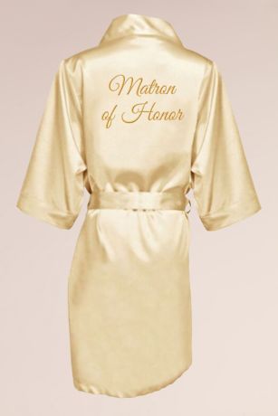 Embroidered Matron of Honor Satin Robe | David's Bridal