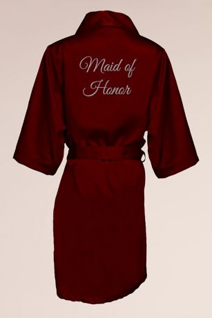 Embroidered Maid of Honor Satin Robe | David's Bridal