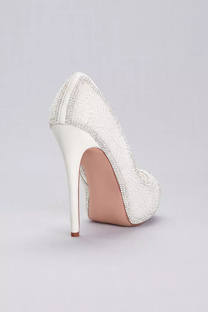 Crystal Encrusted Peep-Toe Platform Heels | David's Bridal Crystal Encrusted Peep-Toe Platform Heels | David's Bridal