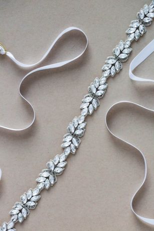 Handmade Leaf Cluster Swarovski Crystal Sash | David's Bridal