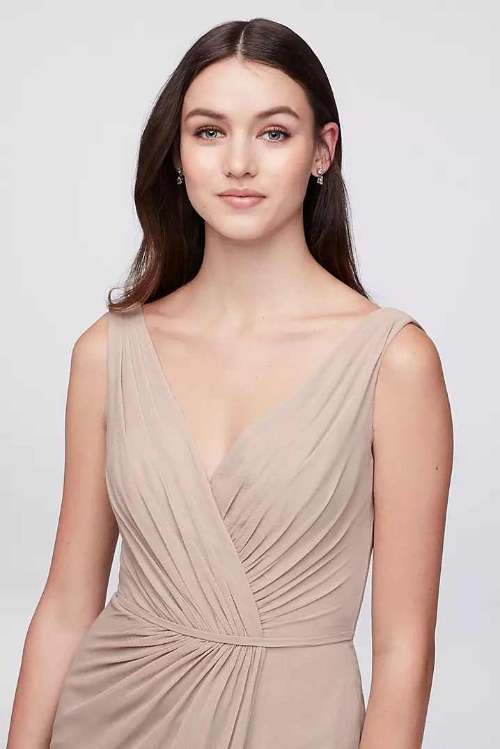 Faux-Wrap Pleated Chiffon Bridesmaid Dress | David's Bridal Faux-Wrap Pleated Chiffon Bridesmaid Dress | David's Bridal