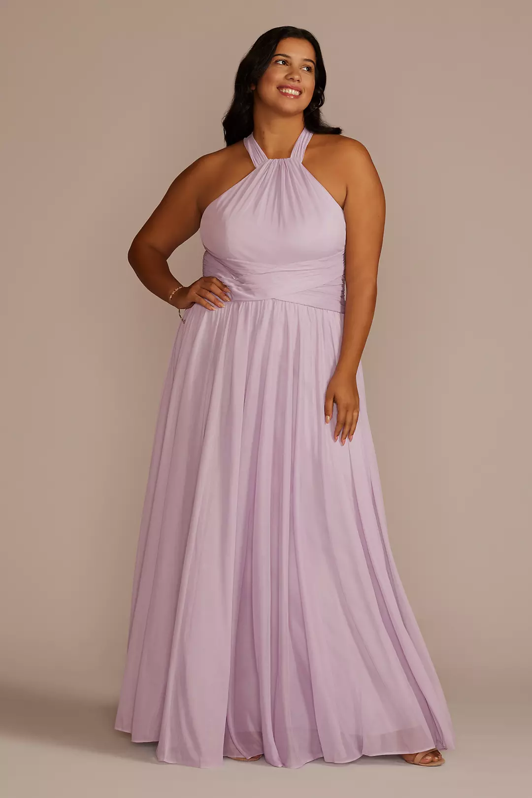 Mesh Bridesmaid Dress with High-Neck Halter | David's Bridal Mesh Bridesmaid Dress with High-Neck Halter | David's Bridal