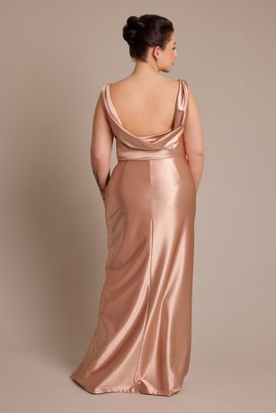 Sculpting Satin Tank Cowl Back Bridesmaid Dress | David's Bridal