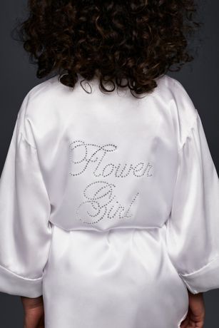 Flower Girl Satin Rhinestone Robe | David's Bridal