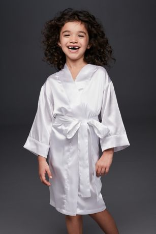 Flower Girl Satin Rhinestone Robe | David's Bridal