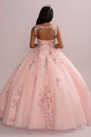 Metallic Floral Glitter Tulle Quince Ball Gown | David's Bridal