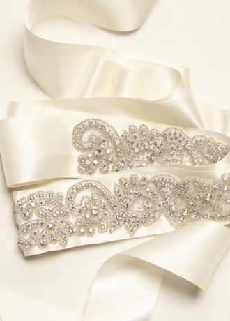 Longer Length Heavily Beaded Sash | David's Bridal