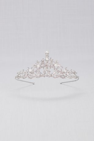 Crystal and Pearl Filigree Tiara | David's Bridal