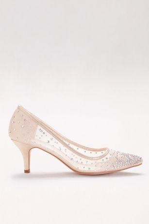 Crystal-Studded Mesh Pointed-Toe Pumps | David's Bridal