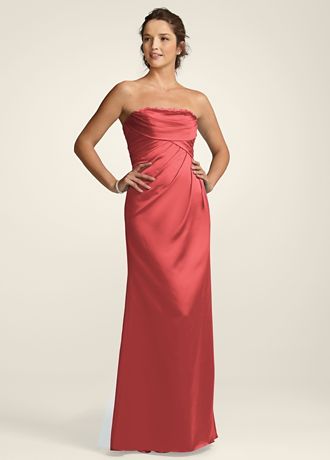 Strapless Structured Satin Gown | David's Bridal
