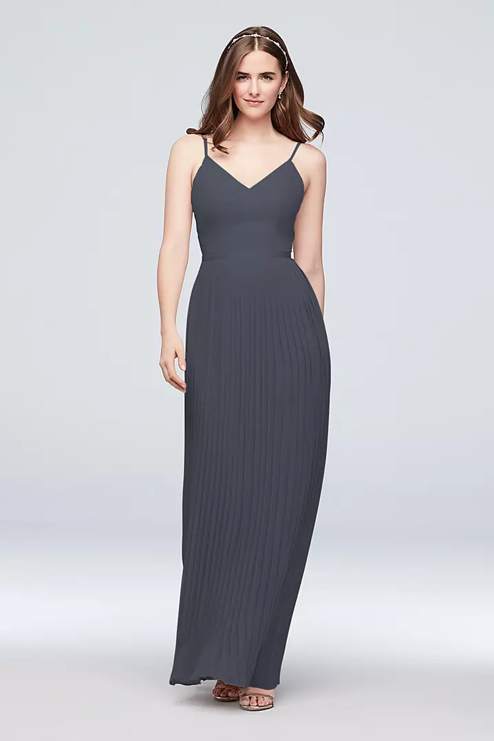 Sheer Chiffon Bridesmaid Dress with Pleated Skirt | David's Sheer Chiffon Bridesmaid Dress with Pleated Skirt | David's