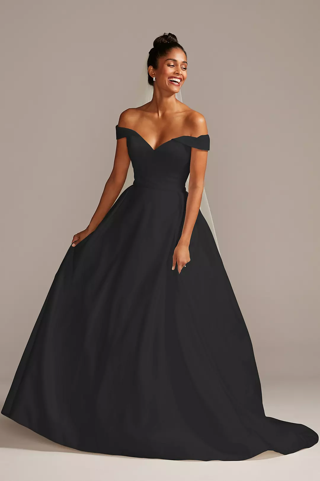 Off the Shoulder Satin Ball Gown Wedding Dress | David's Bridal Off the Shoulder Satin Ball Gown Wedding Dress | David's Bridal