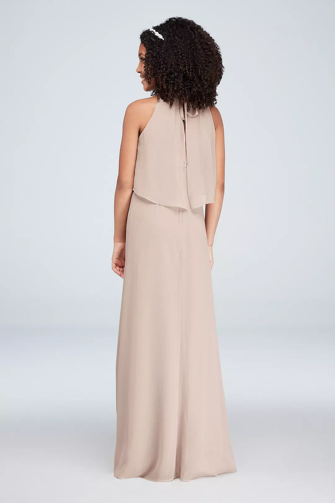 Halter Crinkle Chiffon Junior Bridesmaid Dress | David's Bridal Halter Crinkle Chiffon Junior Bridesmaid Dress | David's Bridal