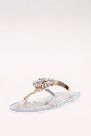 Crystal-Embellished Jelly Flip Flops | David's Bridal
