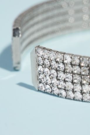Five-Row Pave Rhinestone Cuff Bracelet | David's Bridal