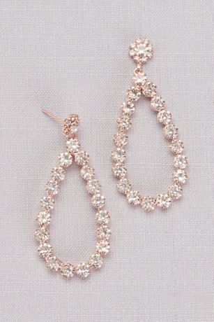 Round Crystal Teardrop Hoops | David's Bridal