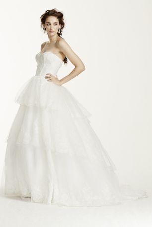 Jewel Strapless Tulle and Organza Wedding Dress | David's Bridal