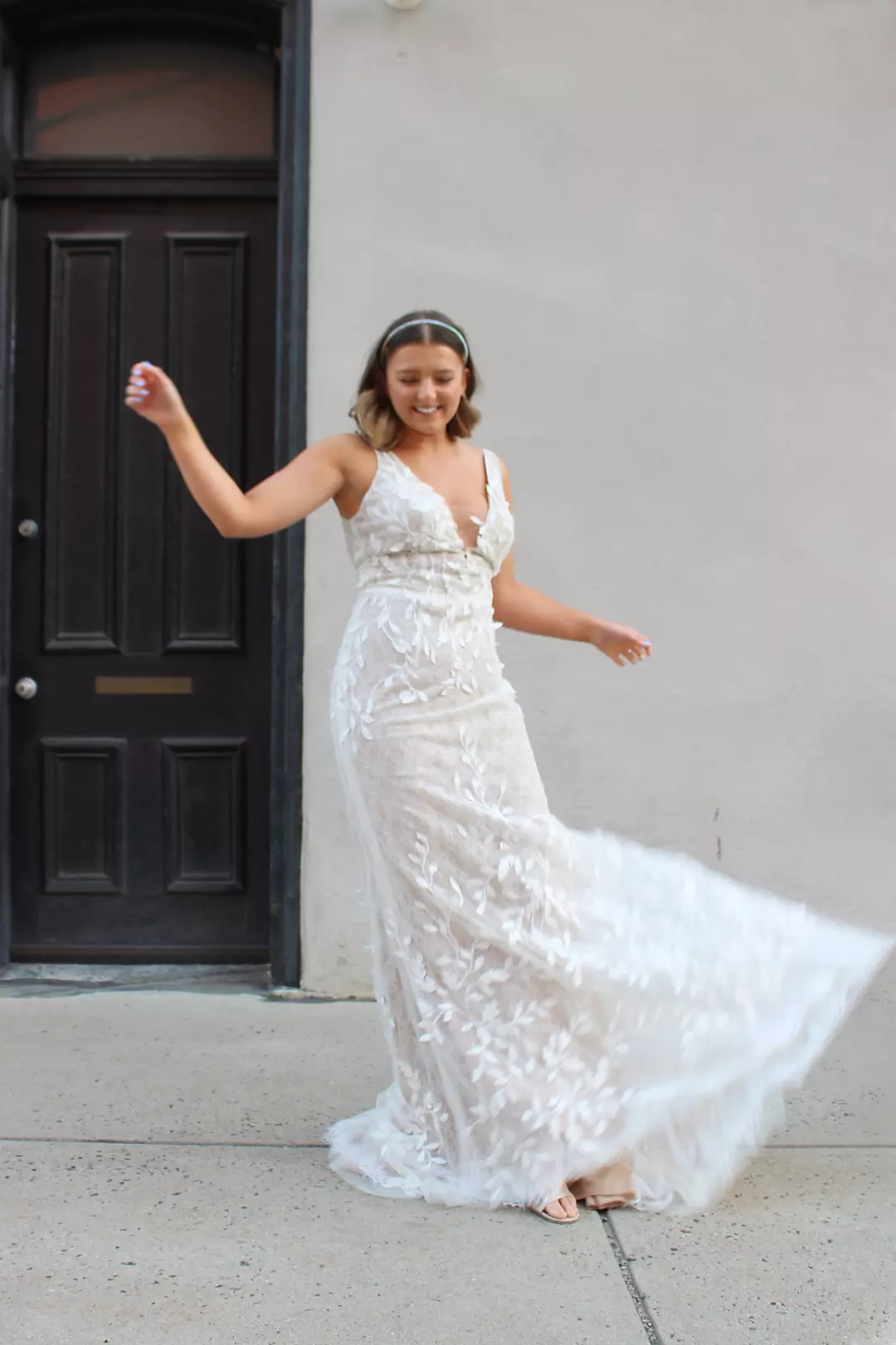 3D Leaves Applique Lace V-Neck Wedding Dress | David's Bridal 3D Leaves Applique Lace V-Neck Wedding Dress | David's Bridal