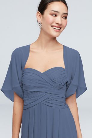 Chiffon Cropped Bolero Capelet with Flutter Sleeve | David's Bridal