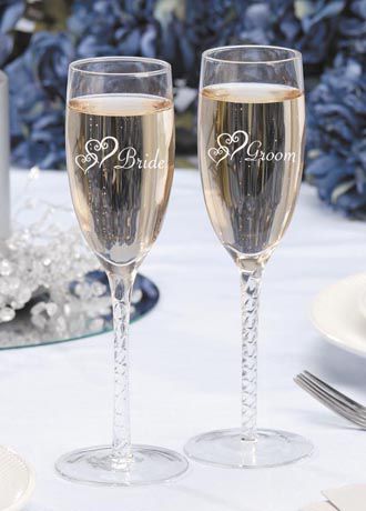 Twisted Stem Toasting Glass Set Bride and Groom | David's Bridal
