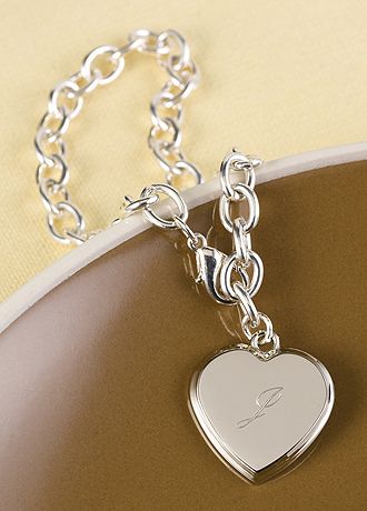 Personalized Heart Charm Link Bracelet | David's Bridal