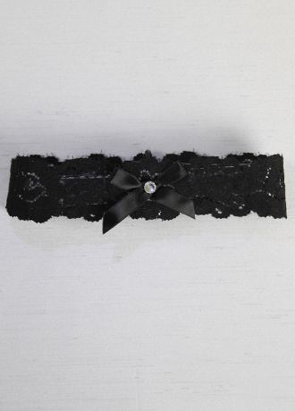 Black Bow and Rhinestone Vintage Lace Garter | David's Bridal