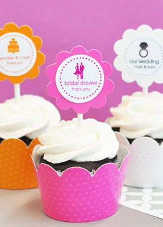 MOD Theme Cupcake Wrappers and Toppers Set of 24 | David's Bridal