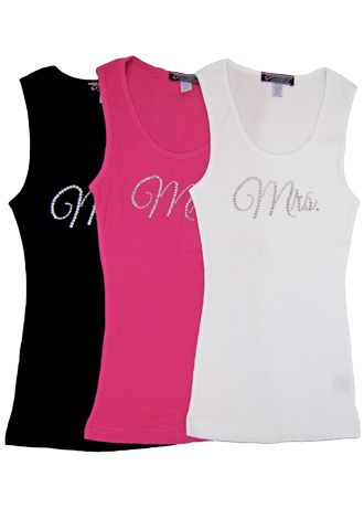 Large Script Rhinestone Mrs. Ribbed Tank | David's Bridal