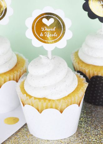 Personalized Metallic Cupcake Wrapper Set of 24 | David's Bridal