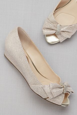 Peep Toe Mini-Wedges with Bow Detail | David's Bridal