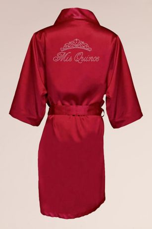 Rhinestone Tiara Mis Quince Satin Quinceanera Robe | David's Bridal