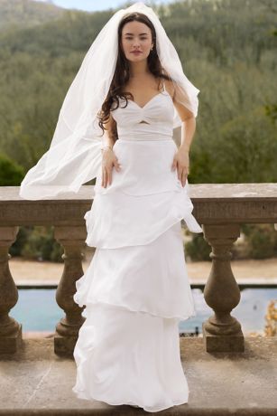 Recycled Chiffon Tiered Skirt Wedding Dress | David's Bridal