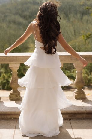 Recycled Chiffon Tiered Skirt Wedding Dress | David's Bridal
