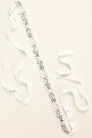 3D Floral and Beaded Satin Sash | David's Bridal