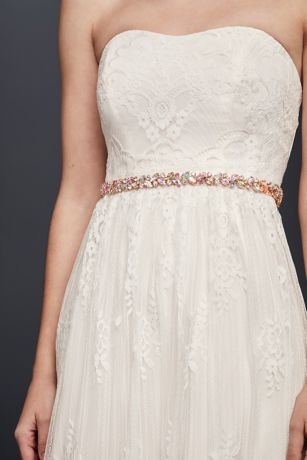 Iridescent Pastel Leaf Sash | David's Bridal