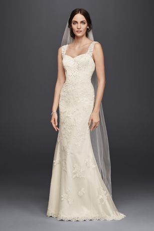 Lace sheath wedding dress with godet inserts for women – Beaded Lace ...