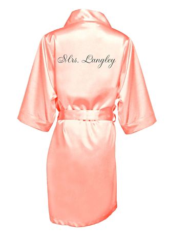 Personalized Embroidered Mrs. Satin Robe | David's Bridal