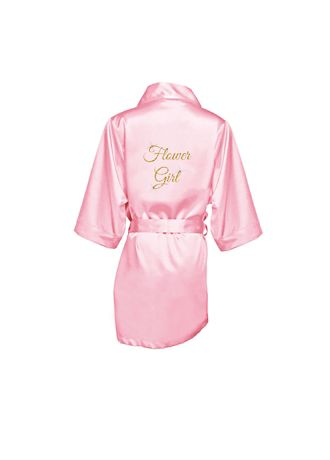 Glitter Print Flower Girl Satin Robe | David's Bridal
