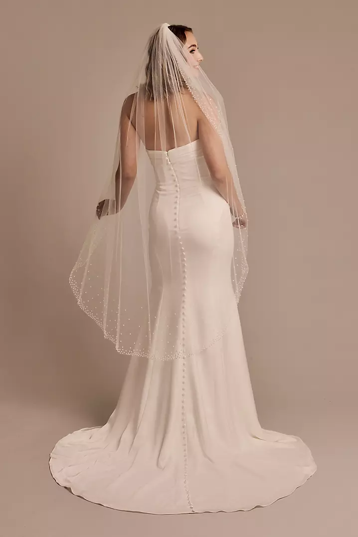 Mid-Length Veil with Scattered Pearl Edge | David's Bridal Mid-Length Veil with Scattered Pearl Edge | David's Bridal