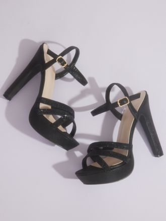 Sparkly Strappy Platform Heel Sandals | David's Bridal
