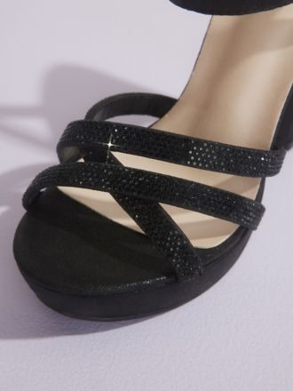 Sparkly Strappy Platform Heel Sandals | David's Bridal
