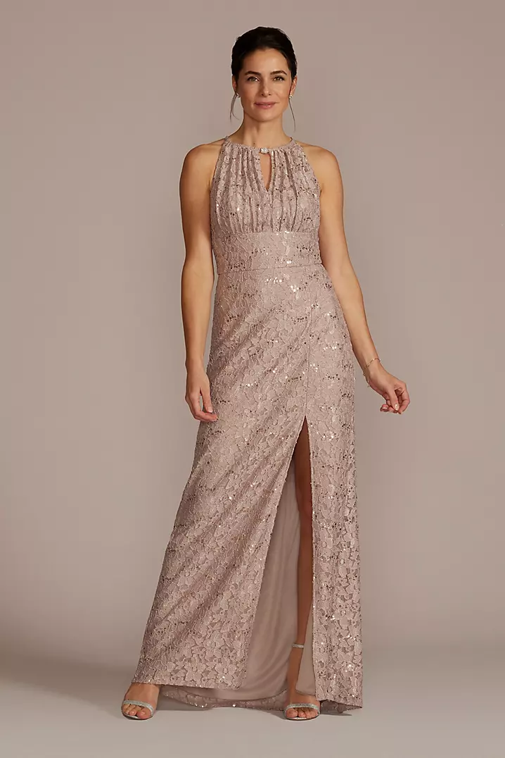 Stretch Lace Sheath Dress with Embellished Keyhole | David's Stretch Lace Sheath Dress with Embellished Keyhole | David's