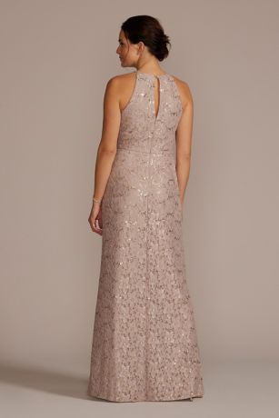 Stretch Lace Sheath Dress with Embellished Keyhole | David's Bridal