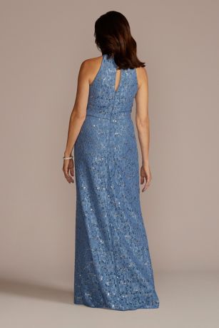 Stretch Lace Sheath Dress with Embellished Keyhole | David's Bridal